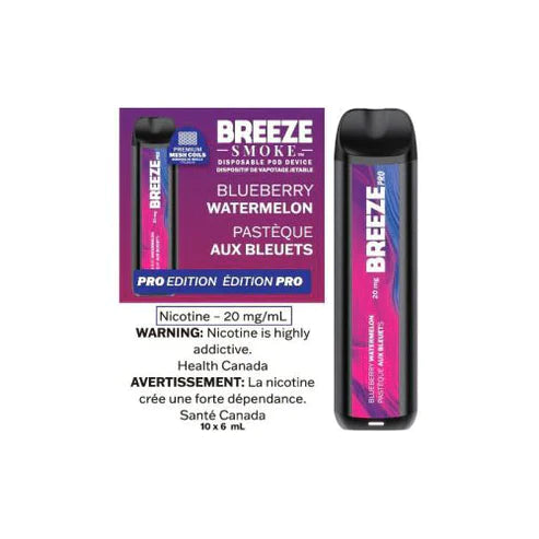 Breeze Pro Disposable Vape - Blueberry Watermelon- ZERO NICOTINE ...