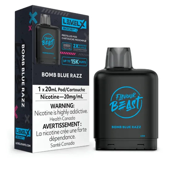 Level X BOOST Pods - Bomb Blue Razz- Flavour Beast Pods - Vape4change ...