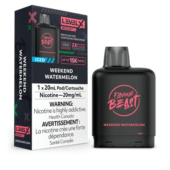 Level X BOOST Weekend Watermelon Iced - Flavour Beast Pods | Vape4change